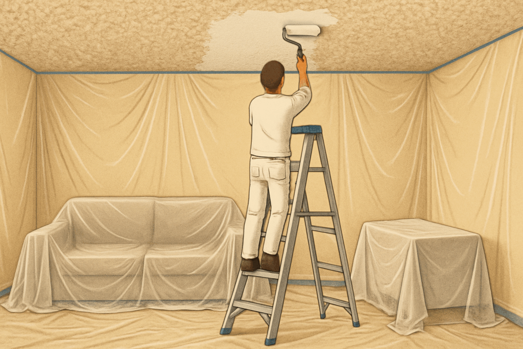 How to Paint a Popcorn Ceiling Without Making a Mess - Hemlock